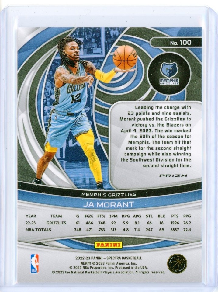 2022-23 Panini Spectra Asia Tmall JA MORANT Grizzlies Green Hyper Prizm ...