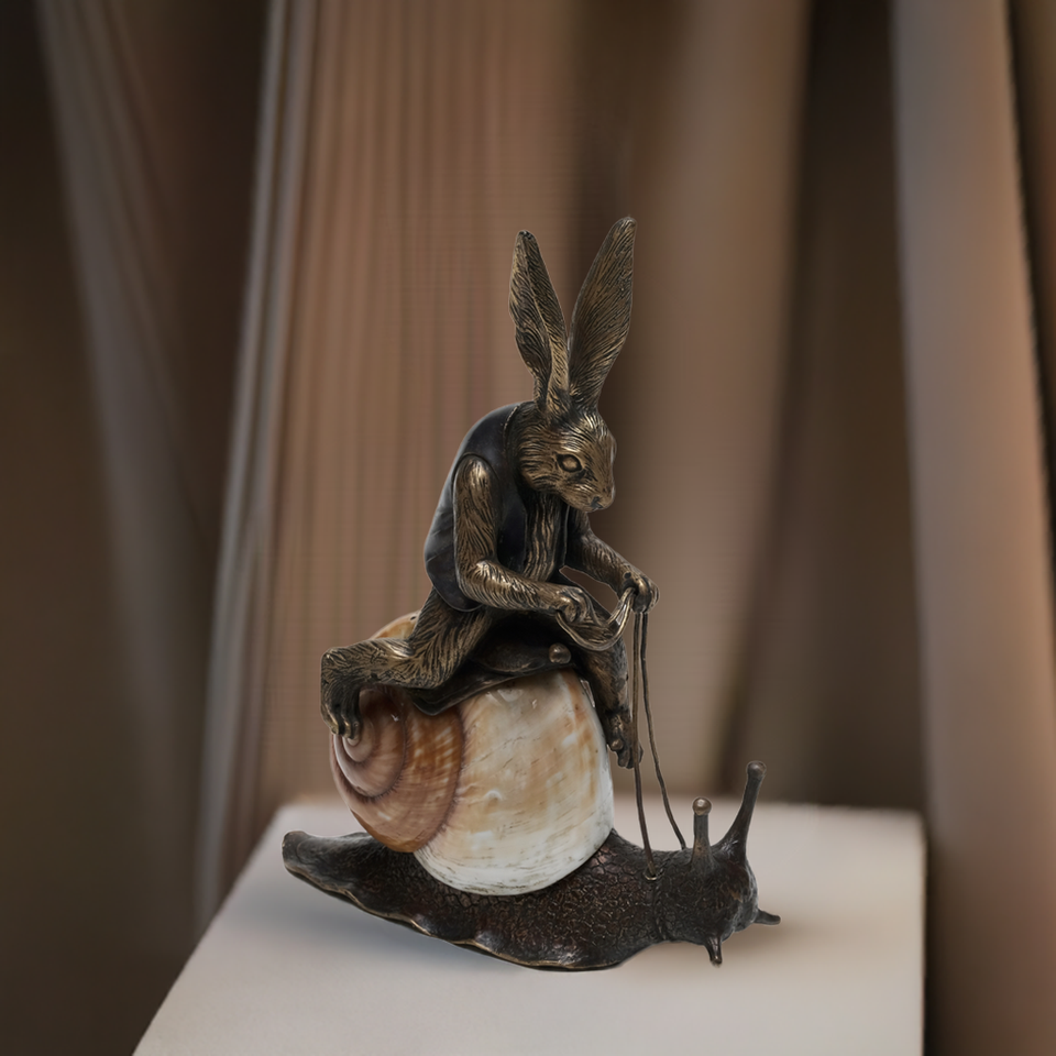 Maitland-Smith Unlikely Cowboy Sculpture 89-1809 - Brass Bunny Riding ...