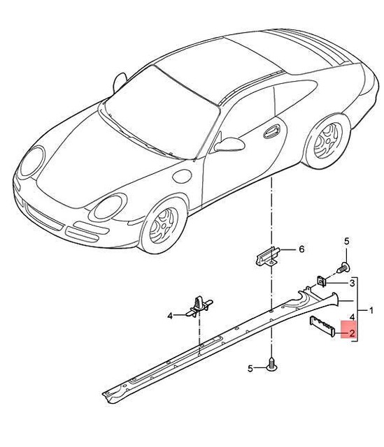 Porsche 997 Rubber Lip Sill Cover Left 9975048630001C Rocker Panel for ...