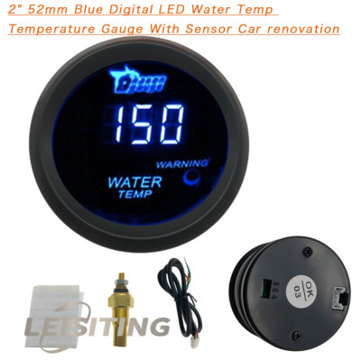2" 52mm Blue Digital LED Temp Temperature Gauge With Sensor Car ...