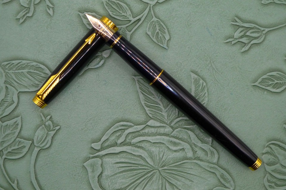 Parker 75 black lacquer fountain pen, 14K gold X (EF) nib, made in ...