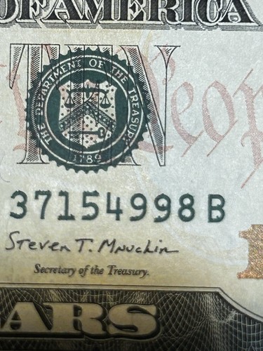 Over Ink Error 10 Dollar Bill Ink Smear L&R Serial Number US Currency ...