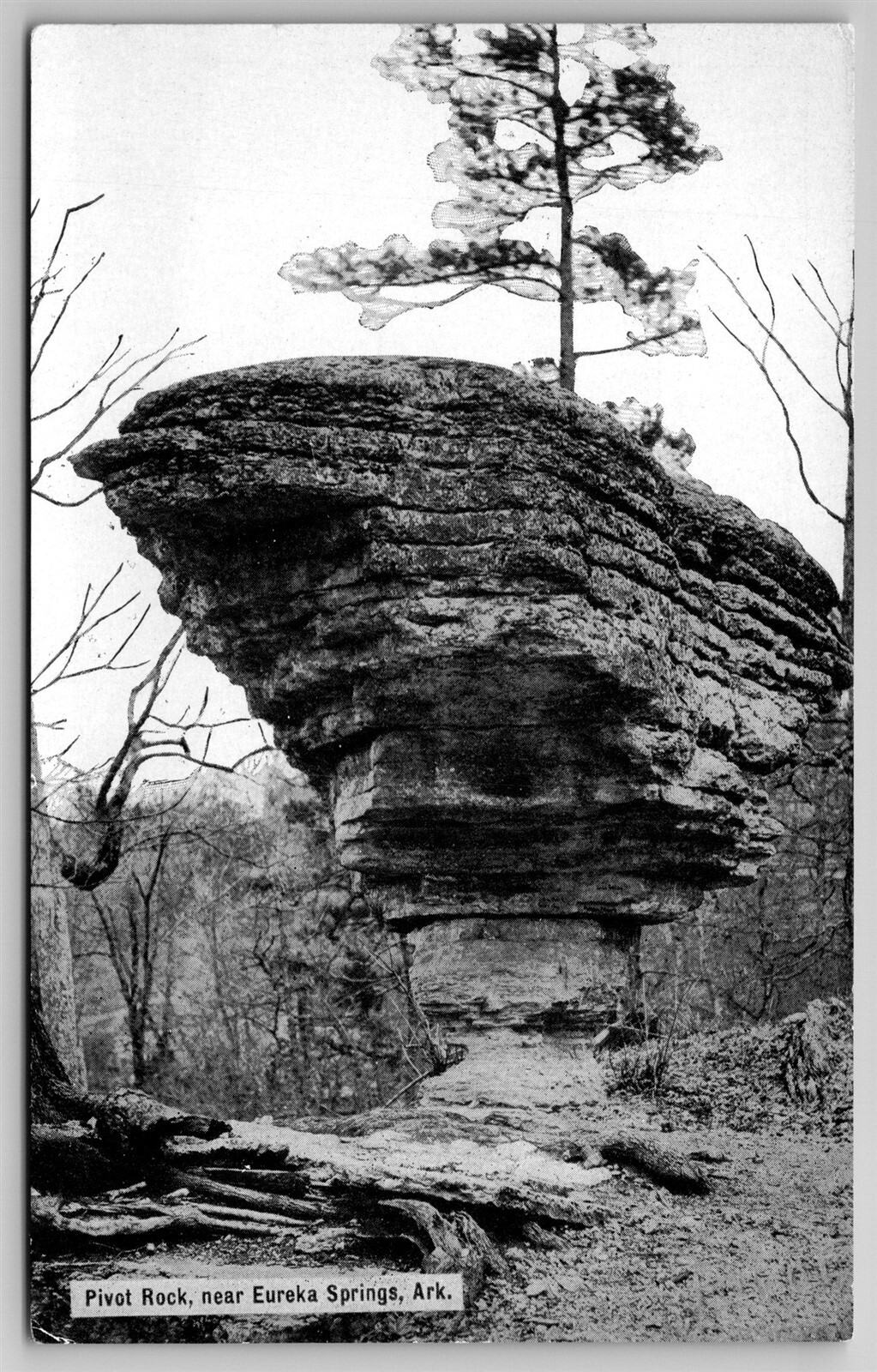 Pivot Rock Unusual Rock Formation Tree Eureka Springs AR C1915 Postcard ...