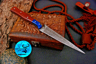 HANDMADE DAMASCUS STEEL BOOT KNIFE THROWING DAGGER HUNTING SURVIVAL EDC ...