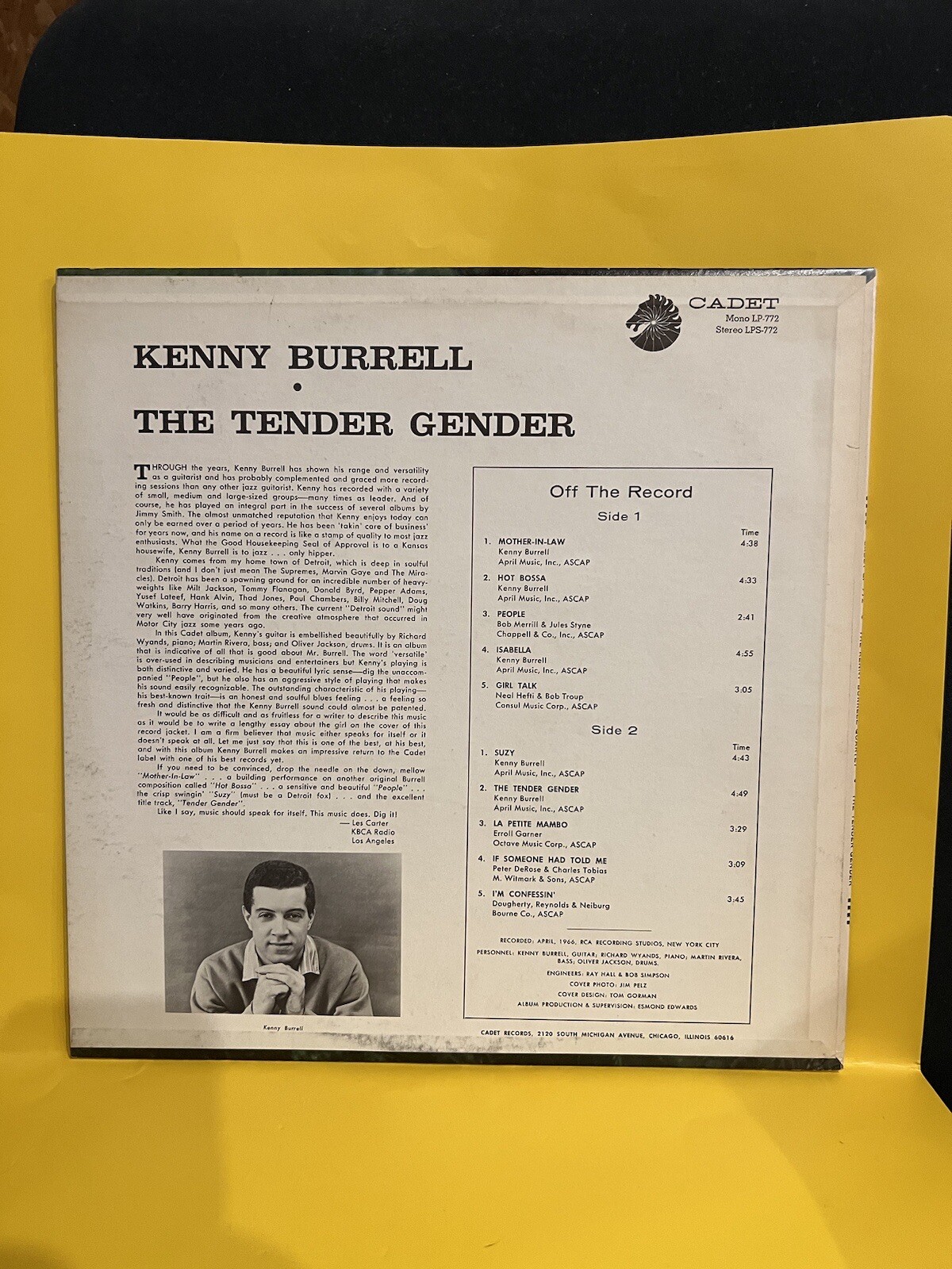 Rare Vg ++ Vinyl Record LP Kenny Burrell The Tender Gender 1966 LPS772 ...