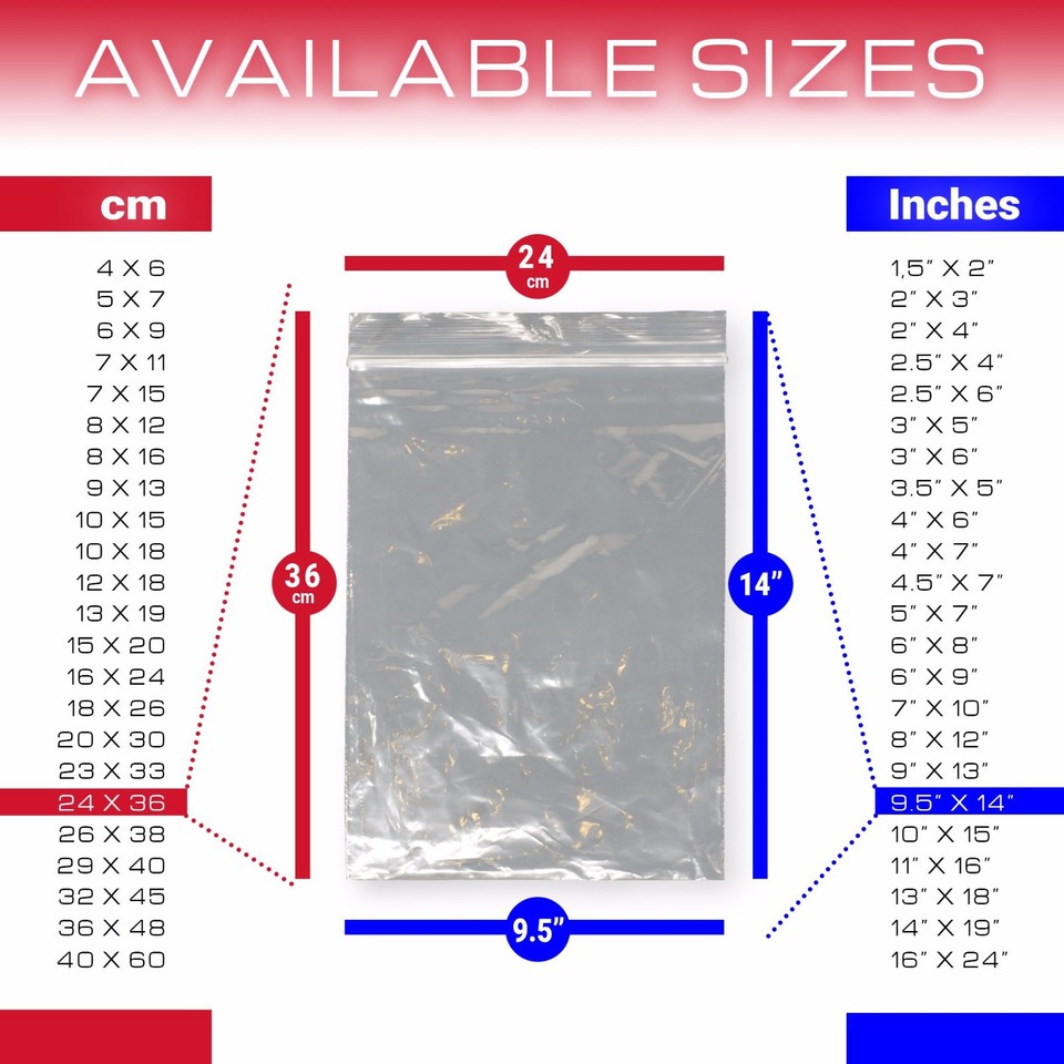 Clear Grip Lock Plastic Resealable Self Seal Polythene Bags - All Sizes ...