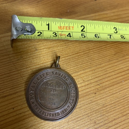 1954 RLSS ROYAL LIFE SAVING SOCIETY MEDAL - & ENGRAVED AWARDED TO P B ...