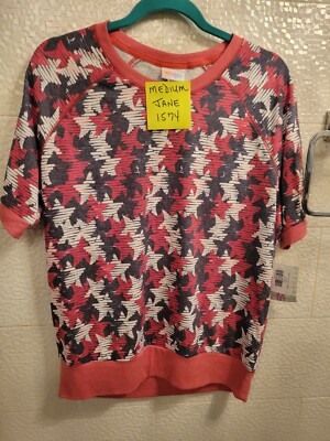 Lularoe Jane Americana Short Sleeve Sweatshirt Raglan Medium NWT | eBay