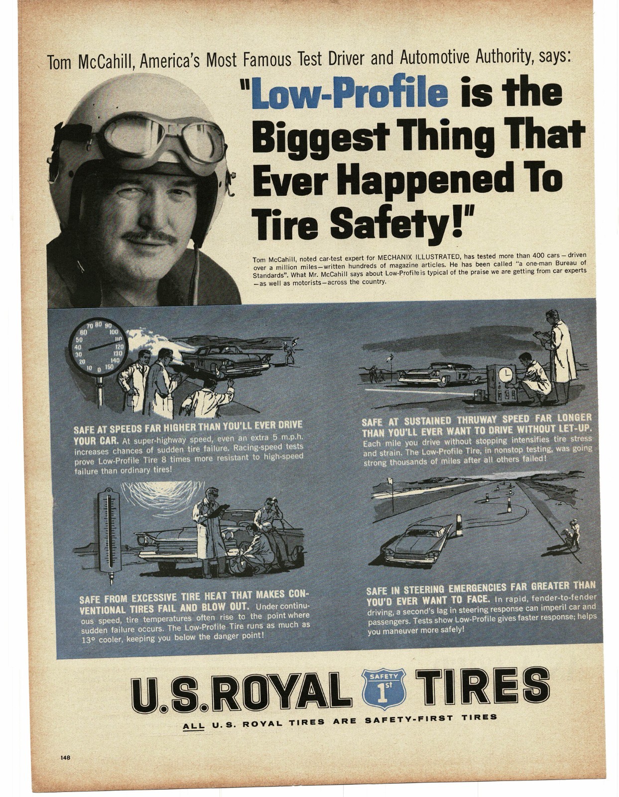 1959 U.S. Royal Tires Tom McCahill Car Test Driver Vintage Print Ad | eBay