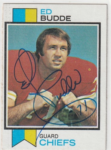 Ed Budde - Signed 1973 Topps #462 - Kansas City Chiefs - Blue Sharpie ...