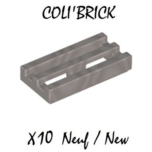 Lego 2412b - 10x Grille / Tile, modified 1x2 - Flat silver - 30244 ...