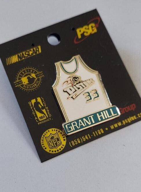 NBA Detroit Pistons Grant Hill #33 White Jersey Pin Black Pincard PSG ...