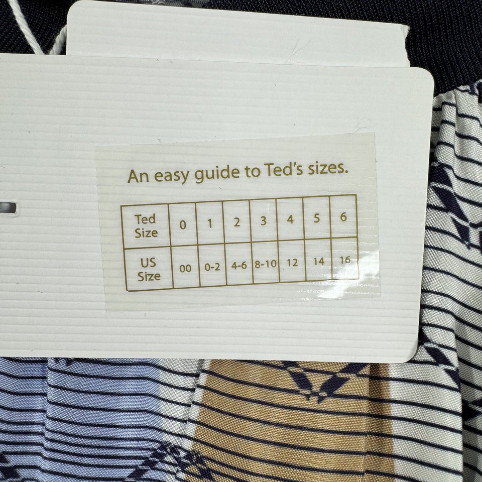 NEW Ted Baker Geo Printed Rib Detail Midi Dress US Size 12 (Ted Size 4 ...