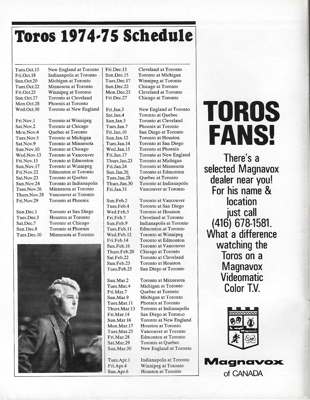 Rare Defunct Toronto Toros 1974-75 Game Program Magazine (WHA) | eBay