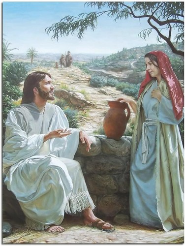 Jesus Christ and The Woman of Samaria at The Well Canvas Wall Art Print ...