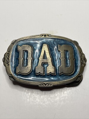 Vintage 1985 "Dad" The Great American Buckle Co. Made In USA Brass Belt ...