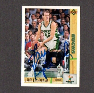 Larry Krystkowiak 1991-92 Upper Deck authentic autographed card Bucks ...