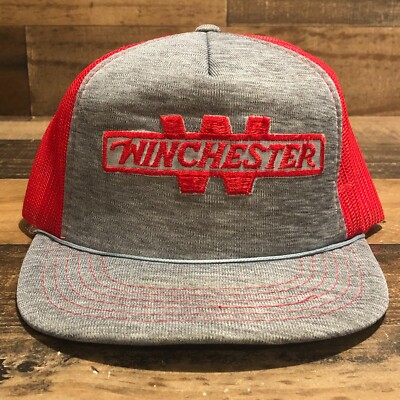 Vintage Winchester Hat Snapback Trucker Cap Mens Red Gray 80s Farming - READ | eBay