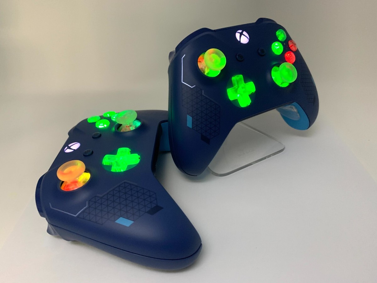 Xbox One Controller Blue Modded Led Official Xbox One Microsoft Xbox