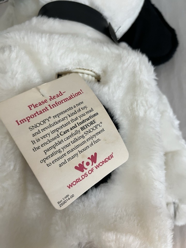 Talking SNOOPY 1986 Worlds Of Wonder CLEAN W/Cassette Tape Animated ...