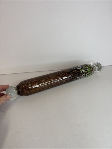 Crocker Rolling Pin Beautiful Vintage Glass Rolling Pin Brown Mint Blue ...