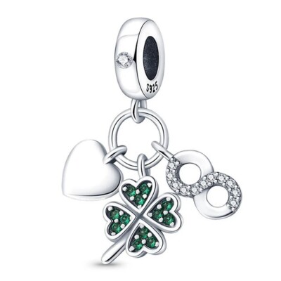 Four Leaf Clover, Infinity, Heart Charm For Bracelets S925 Sterling ...