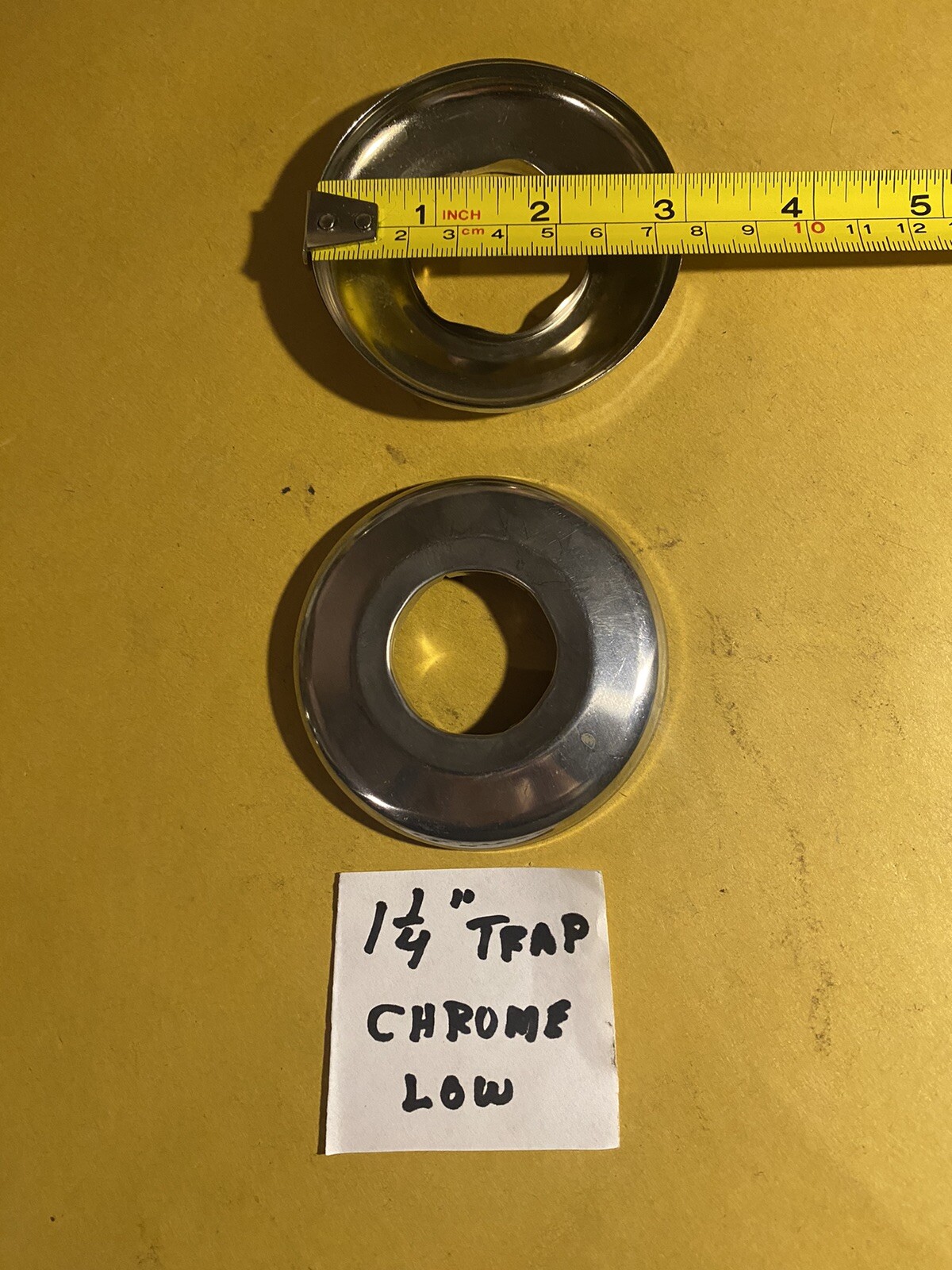 2 Pc 1-1/4” ( Chrome ) Trap Low Profile METAL ESCUTCHEON COVER PLATE ...