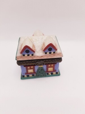 House with Christmas Tree Trinket Box PHB Collection | eBay