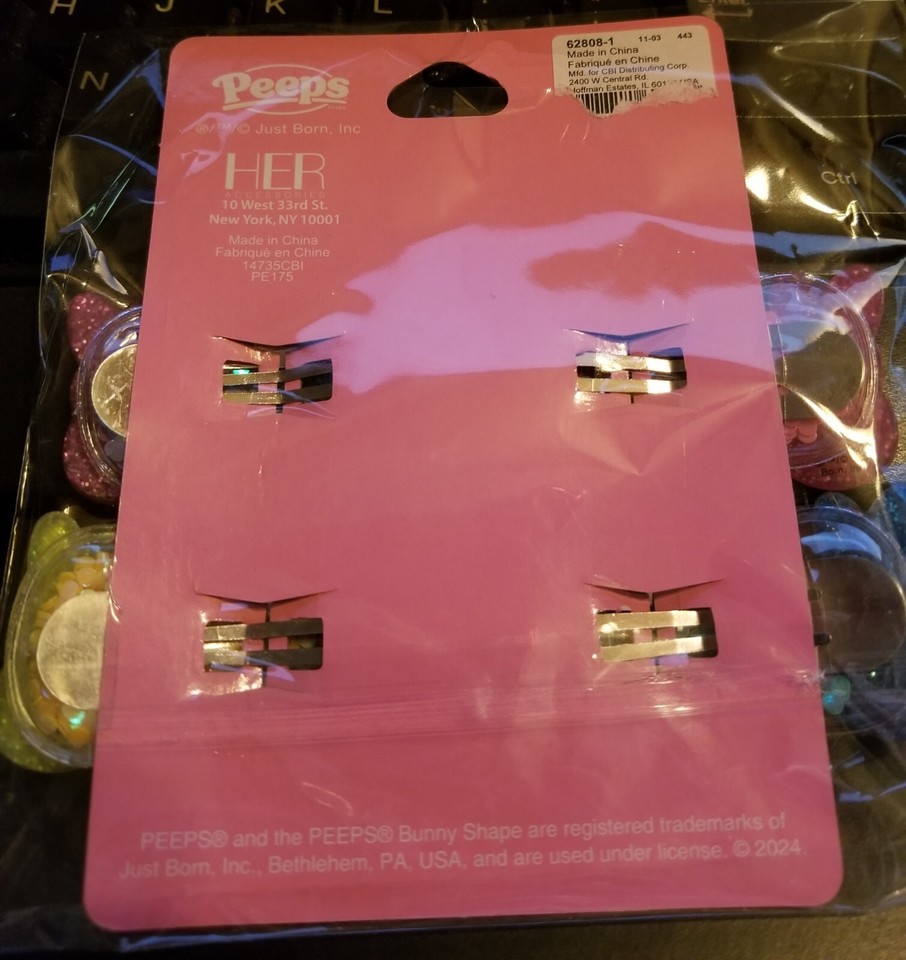 Brand New - Claire's Peeps Bunny Rabbit 4 Confetti Barrettes | eBay