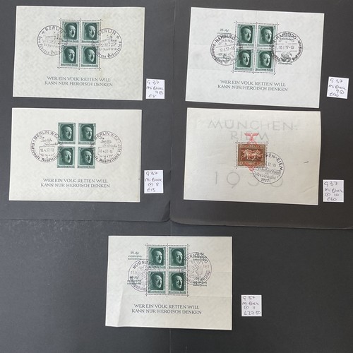 German stamps, mini sheets. Reich. 1937. G 37 Mi block 7 - 11. Used # ...