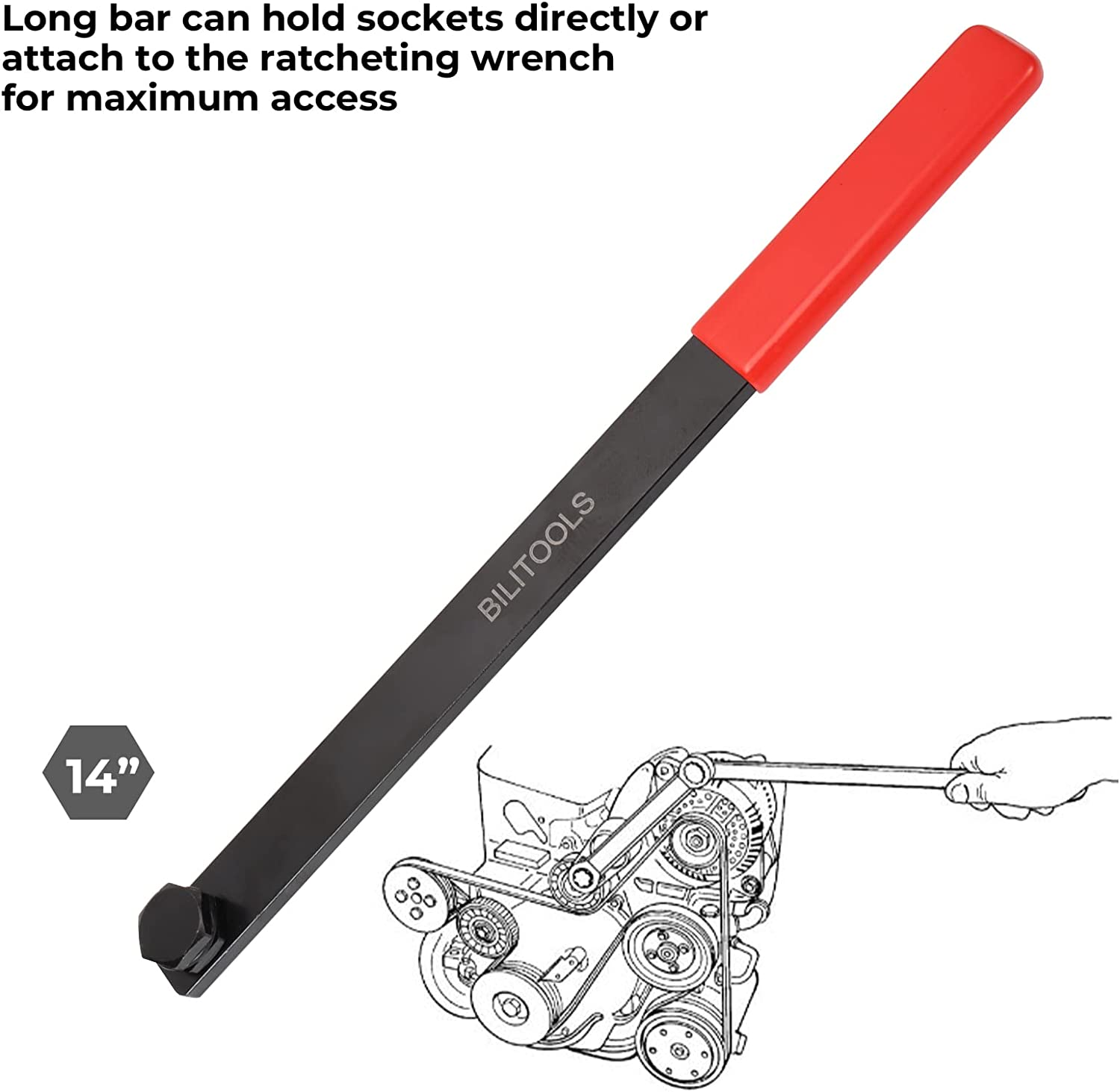 BILITOOLS 15-Piece Universal Serpentine Belt Tool Set, Ratcheting ...