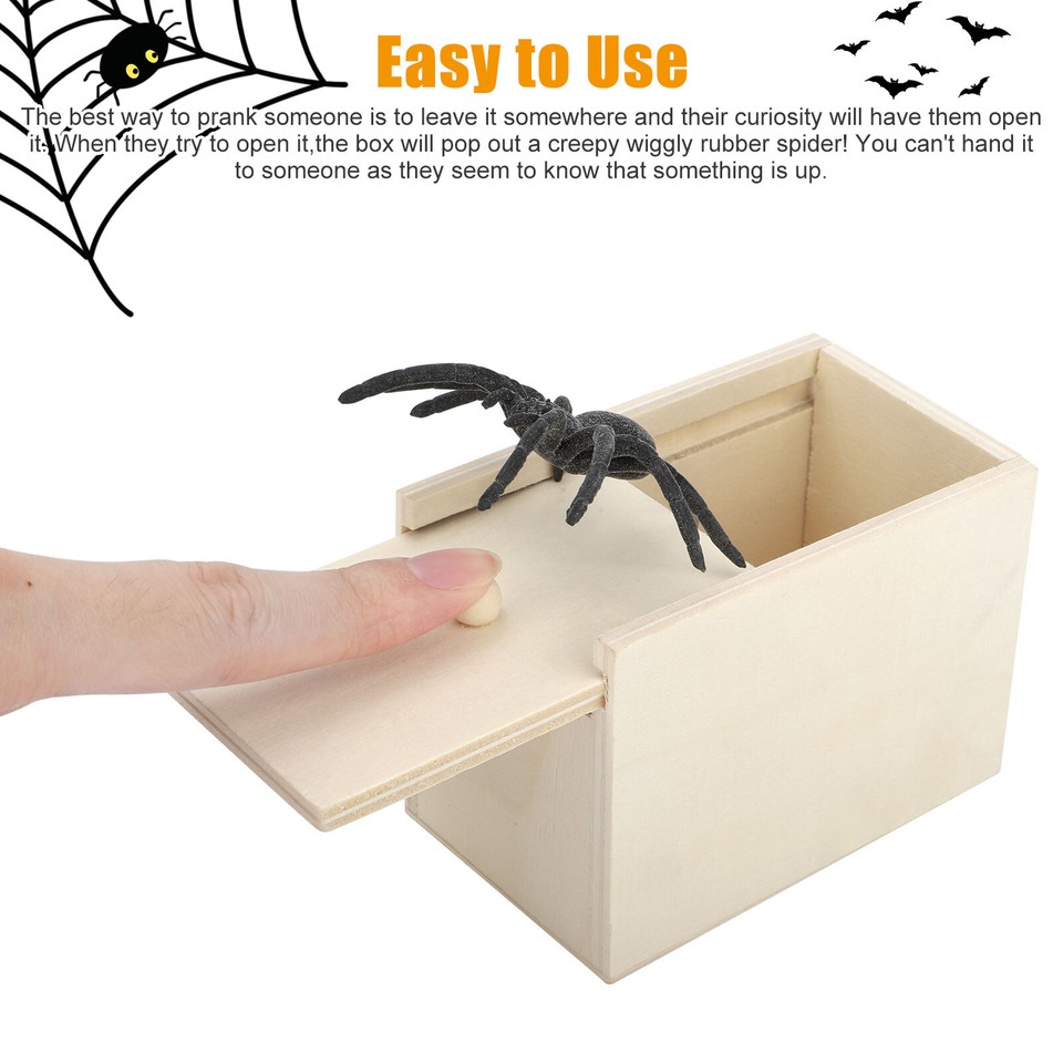 2X Wooden Prank Spider Scare Box Hidden in Case Trick Play Joke ...