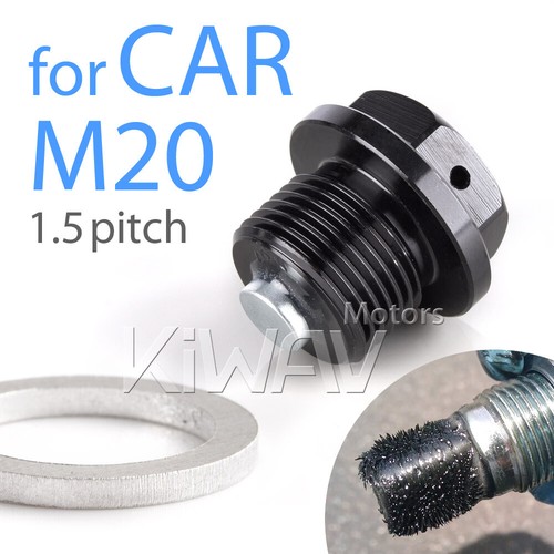 KiWAV Magazi Black Aluminum magnetic engine oil sump plug M20 x 1.5 for ...