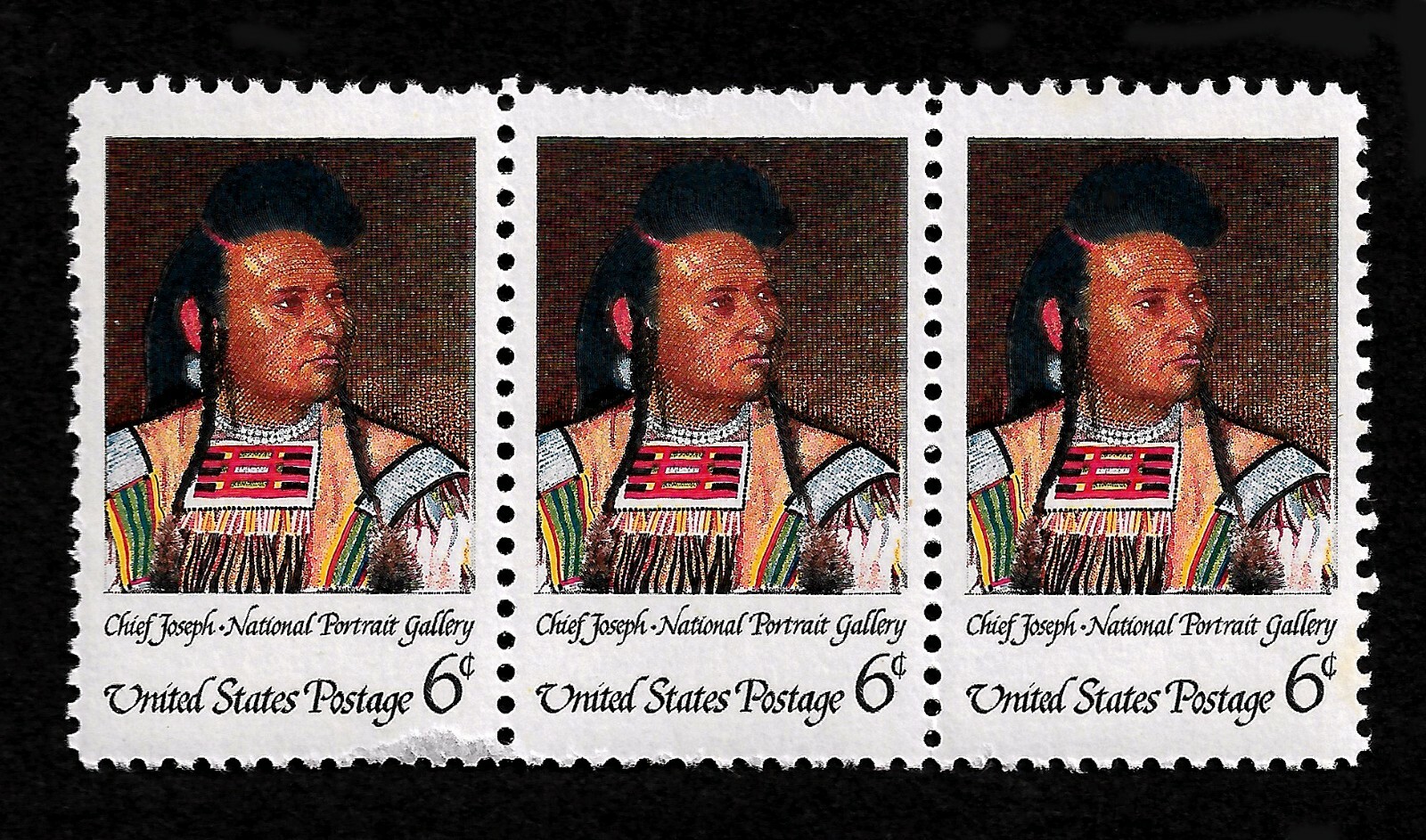 SC #1364 Chief Joseph ~ National Portrait Gallery 1968 6c Cent Strip of ...