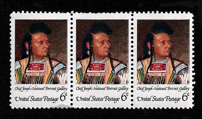 SC #1364 Chief Joseph ~ National Portrait Gallery 1968 6c Cent Strip of ...