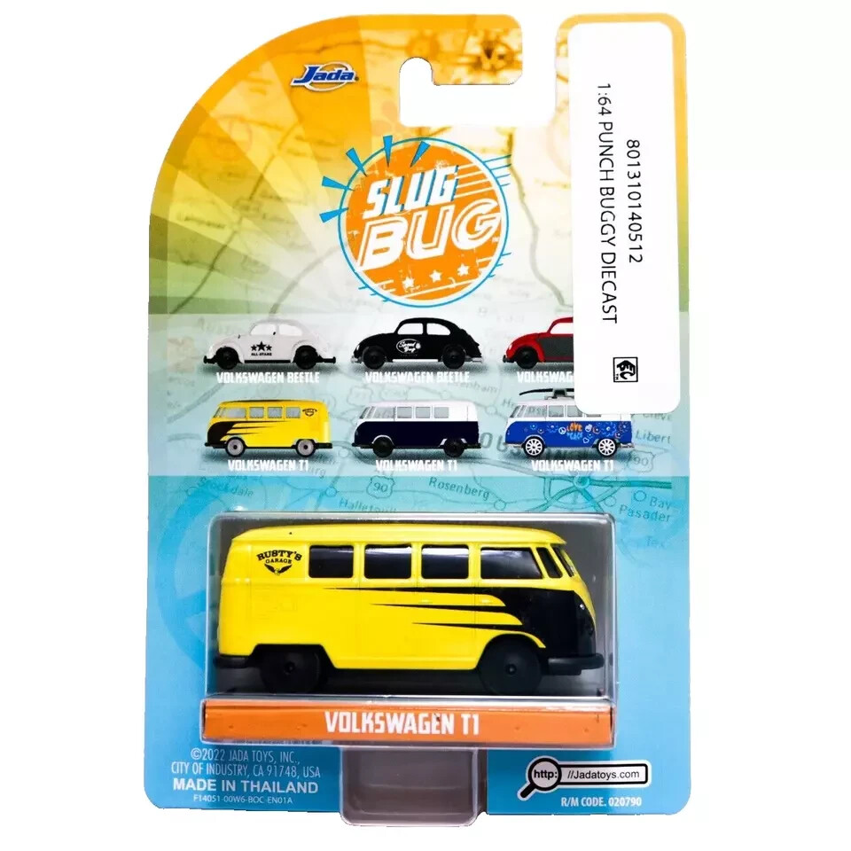 Jada Punch Buggy Slug Bug Volkswagen T1 Microbus Yellow Black Diecast ...