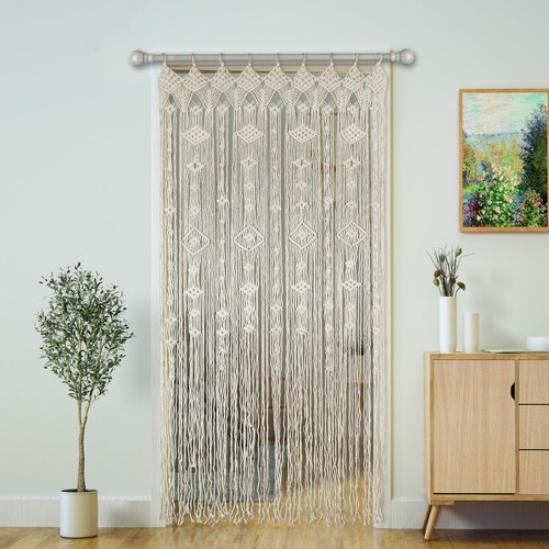 Macrame Curtain Boho Doorway Curtains,Handmade String Backdrop Panel ...