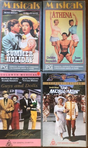 Classical Musicals x4 VHS Athena, Guys and dolls, Summer Holiday, The ...