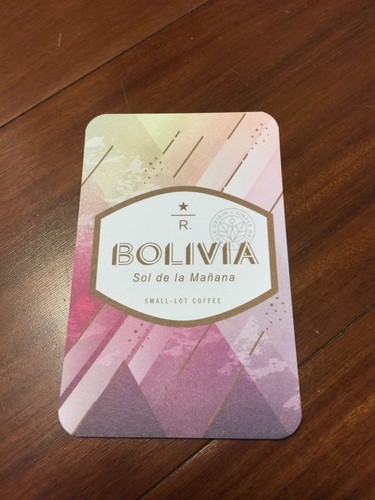 STARBUCKS RESERVE BOLIVIA SOL DE LA MANANA Coffee card / Coffee bean ...