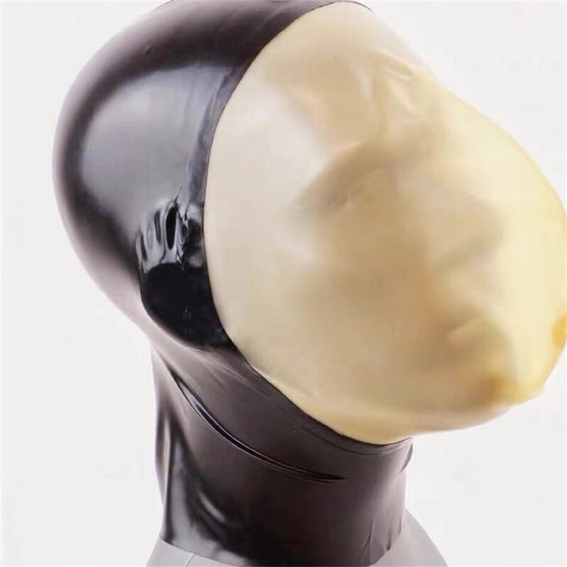 lockable zipper costume latex mask with breath control hole for playing ...