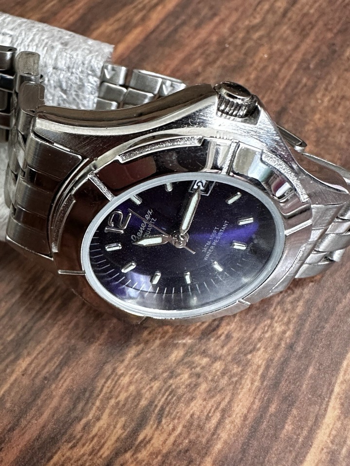 Genevex Silver Ladies Watch Quartz BLUE Purple DIAL Fresh Battery | eBay