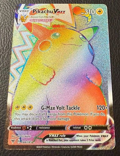 Pokemon 188/185 — Pikachu Vmax Vivid Voltage Rainbow Secret Rare ...