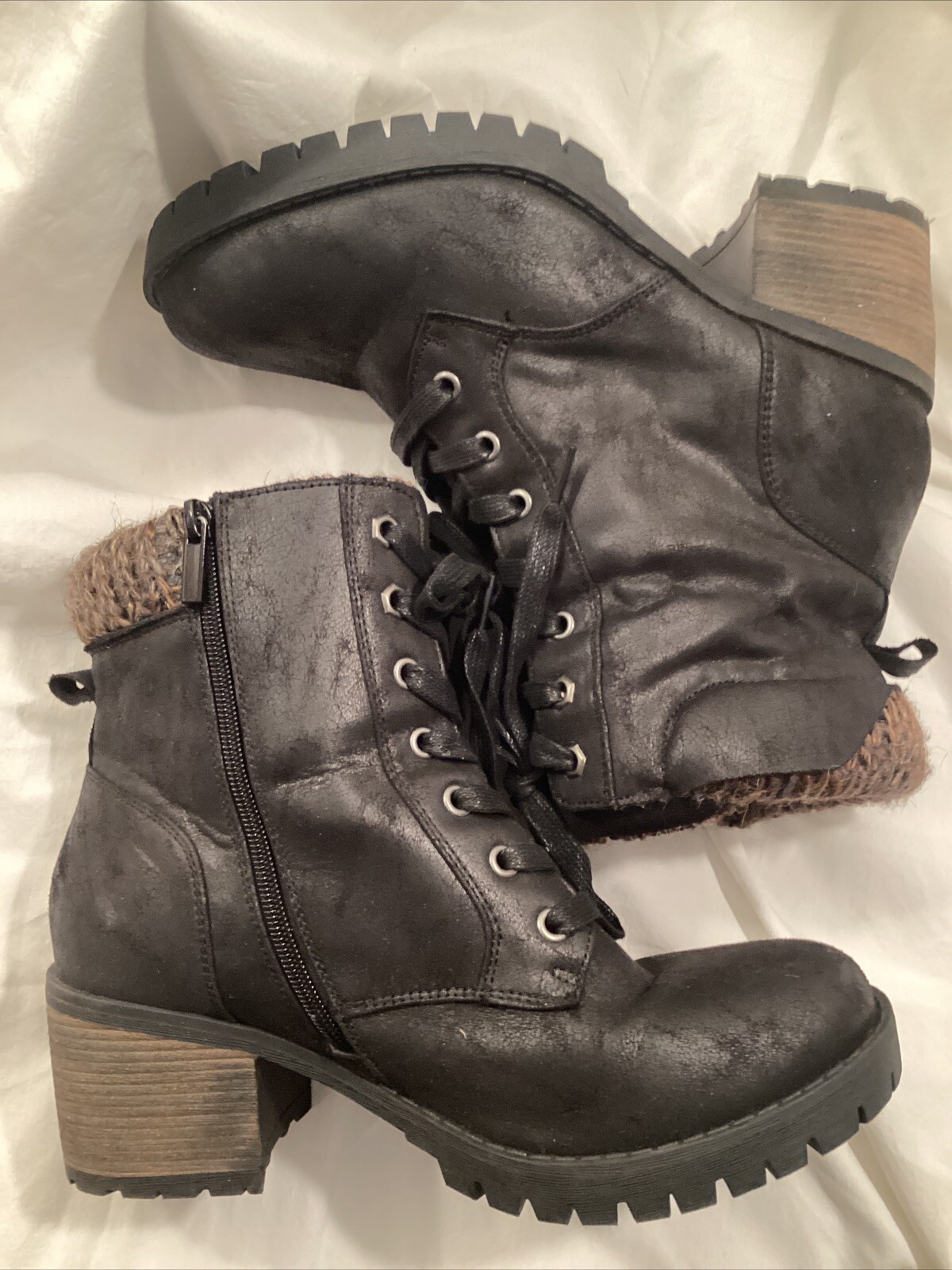 Torrid Women’s Black Combat Boots 10W Platform Black Chunky Tread New ...