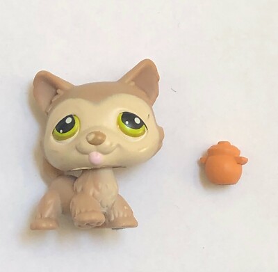 Littlest Pet Shop Lps #358 Brown Husky Green Eyes + Accessory AUTHENTIC ...