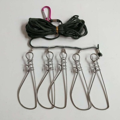 5 in 1 Live Fish Lock 5 Metal Snaps Fish Stringer Clip for Lure Fishing ...