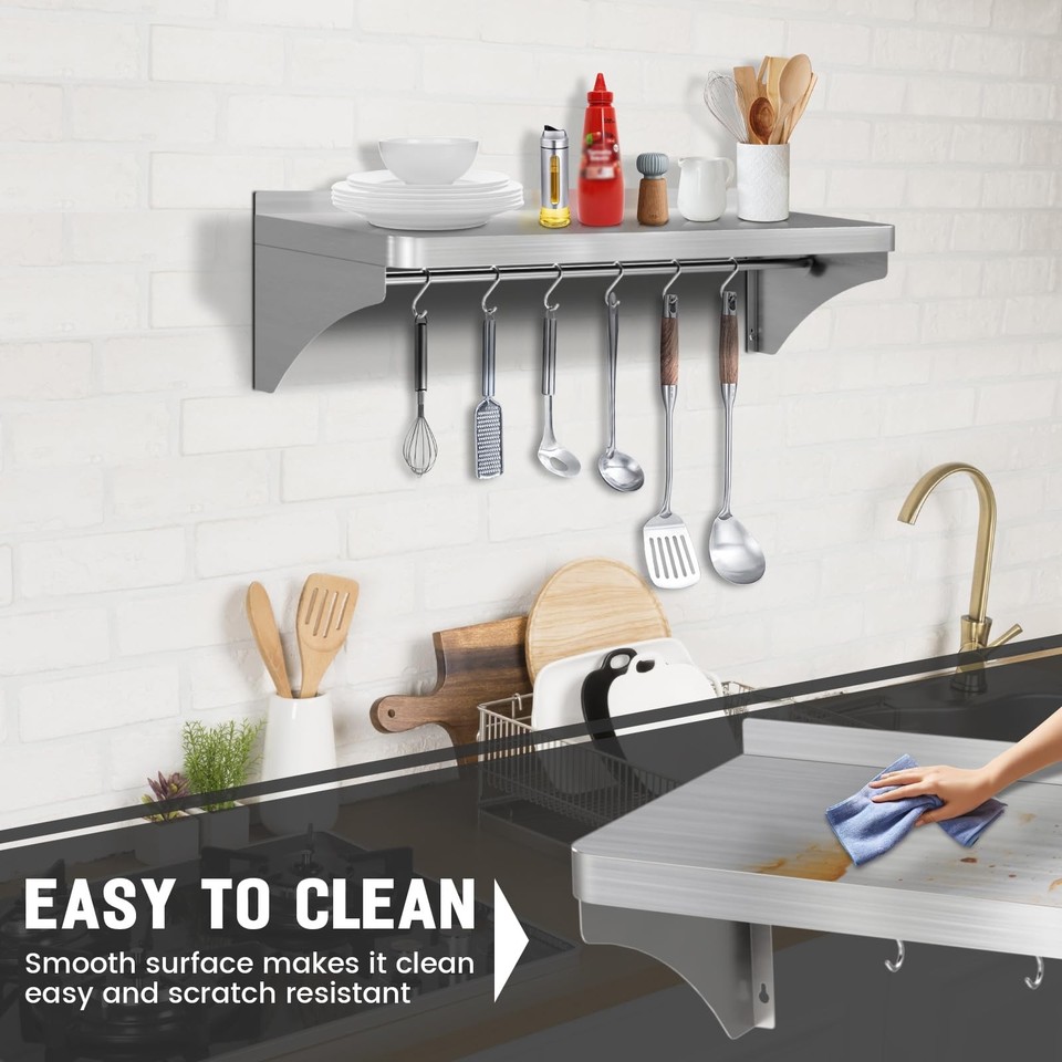 Stainless Steel Shelf 12" x 36", Commercial Stainless Steel Kitchen ...