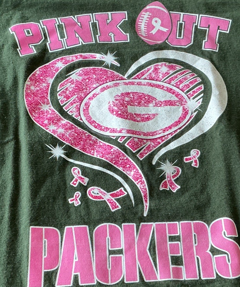 Gildan Women’s Large Green Bay Packers NFL Pink Out T-Shirt Logo Green ...