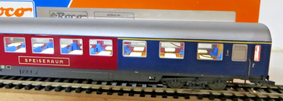 Roco H0 44745 Halbspeisewagen 1.Kl. Kakadu der DB beleuchtet in OVP ...