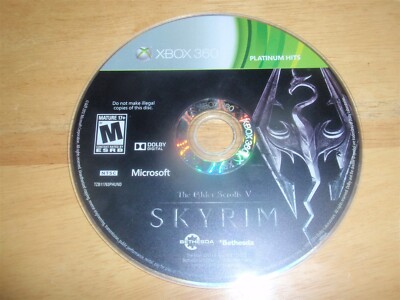 The Elder Scrolls V: Skyrim game disc for Microsoft XBox 360 NTSC 2011 ...