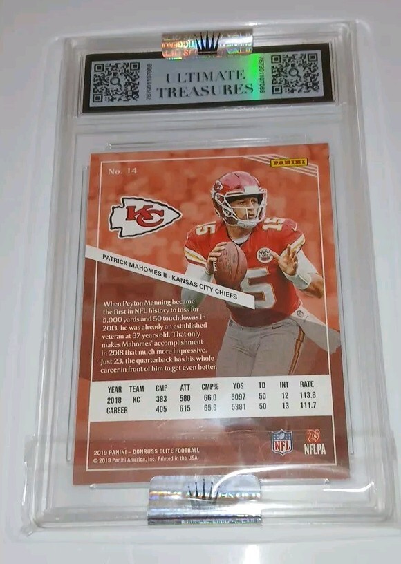 Patrick Mahomes 2019 Panini Donruss Elite Base #14 NFL Kansas City ...